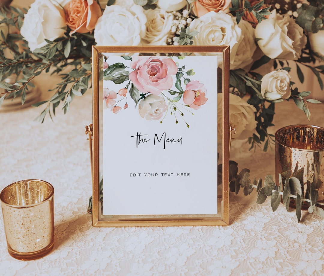 Custom Floral Menu Sign Template 5x7 8x10 Custom Sign - Etsy