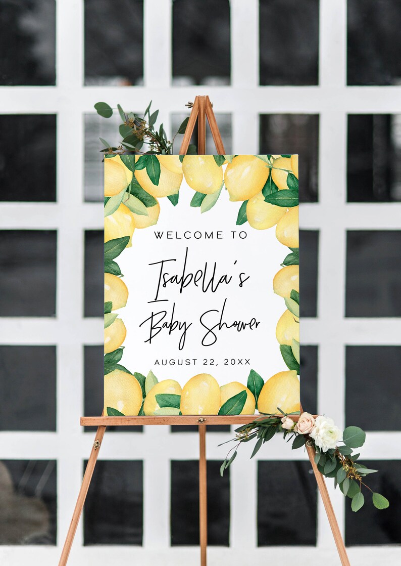 Lemon Baby Shower Welcome Sign Template Printable Welcome - Etsy