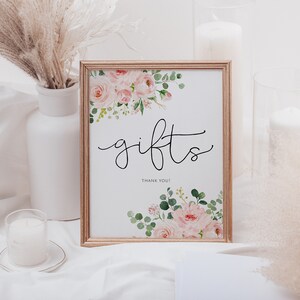 Floral Gifts Sign, Printable Gifts Sign, Blush Pink Gifts Sign ...