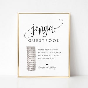 Wedding Jenga Guestbook Sign, Printable Jenga Guestbook Template, 5x7 ...