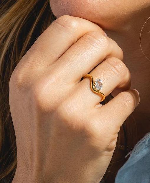Sterling Floating Gem Ring, Oval Cut Moissanite Ring, 14K Solid Gold ...