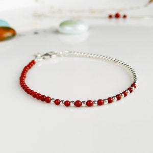 Silver Red Jasper Layered Bracelet,sterling Silver 925 Bracelet,silver ...