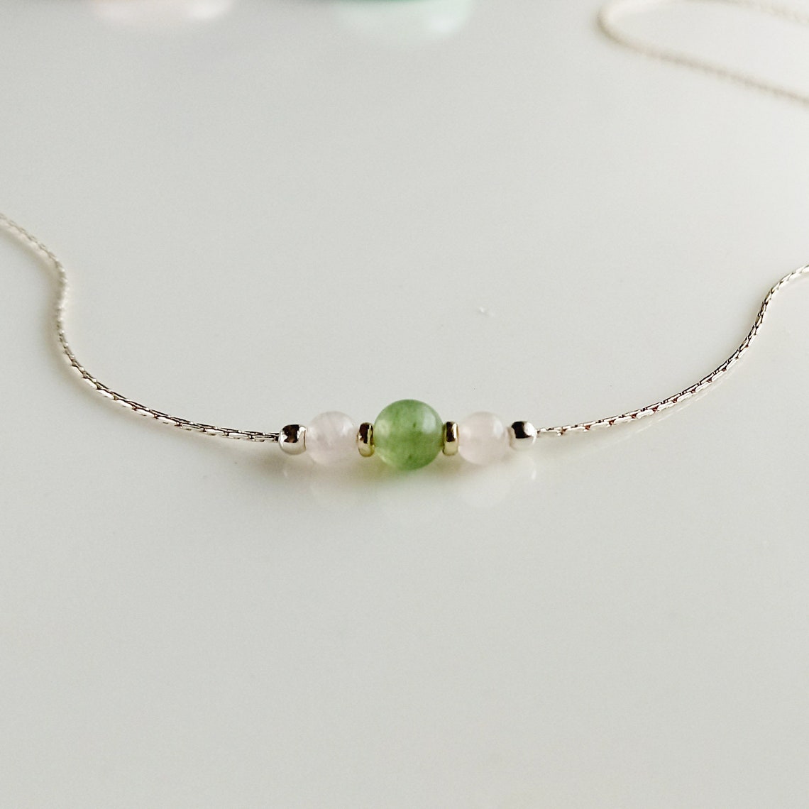 Green Aventurine and Rose Quartz Sterling Silver - Etsy
