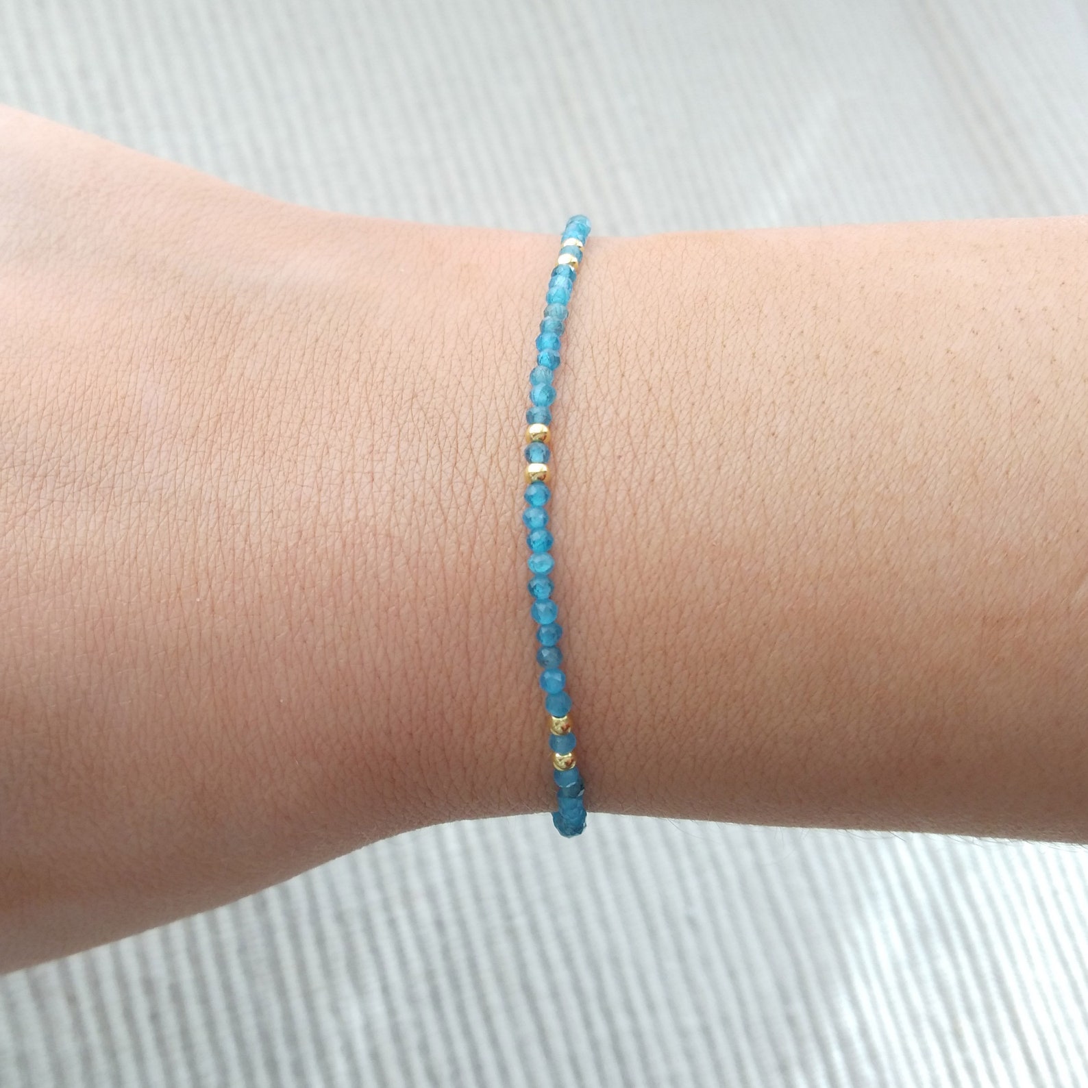 Apatite Blue Gold Filled Bracelet,power Beaded Gemstone Bracelet,energy ...