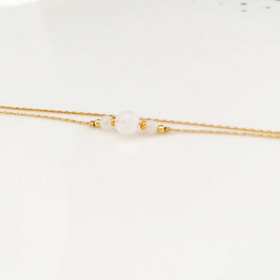 Gold Moonstone Minimal Braceletlayered Stack - Etsy