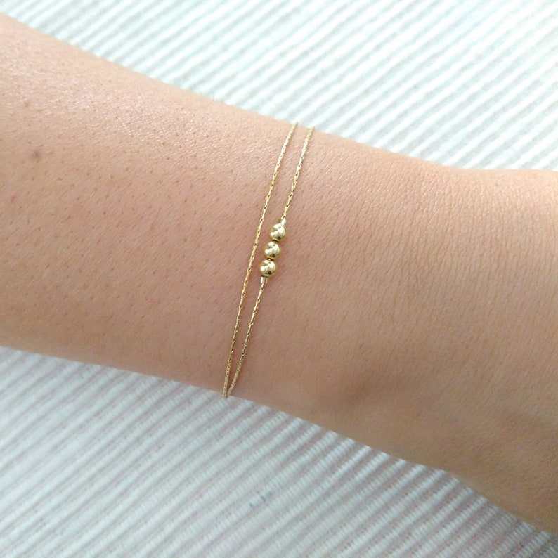 Gold Filled Ball Bracelet,minimalist Everyday Dainty Bracelet,thin ...