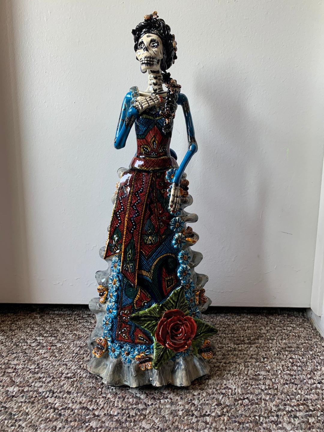 18 Catrina Talavera Clay Ceramic Michoacan Design With Butterflies ...