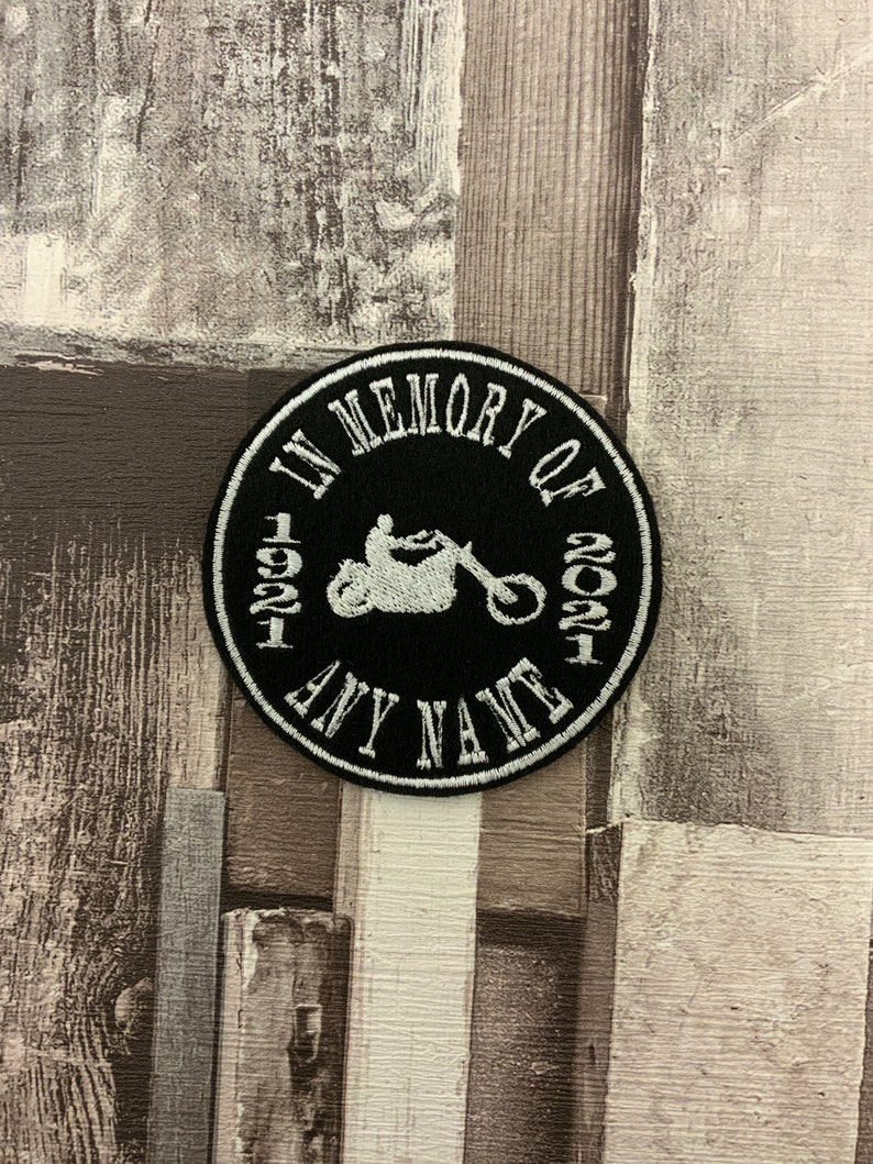 Personalised in Memory of Biker Memorial Commemorative Embroidered Felt ...