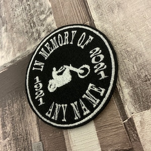 Personalised in Memory of Biker Memorial Commemorative Embroidered Felt ...