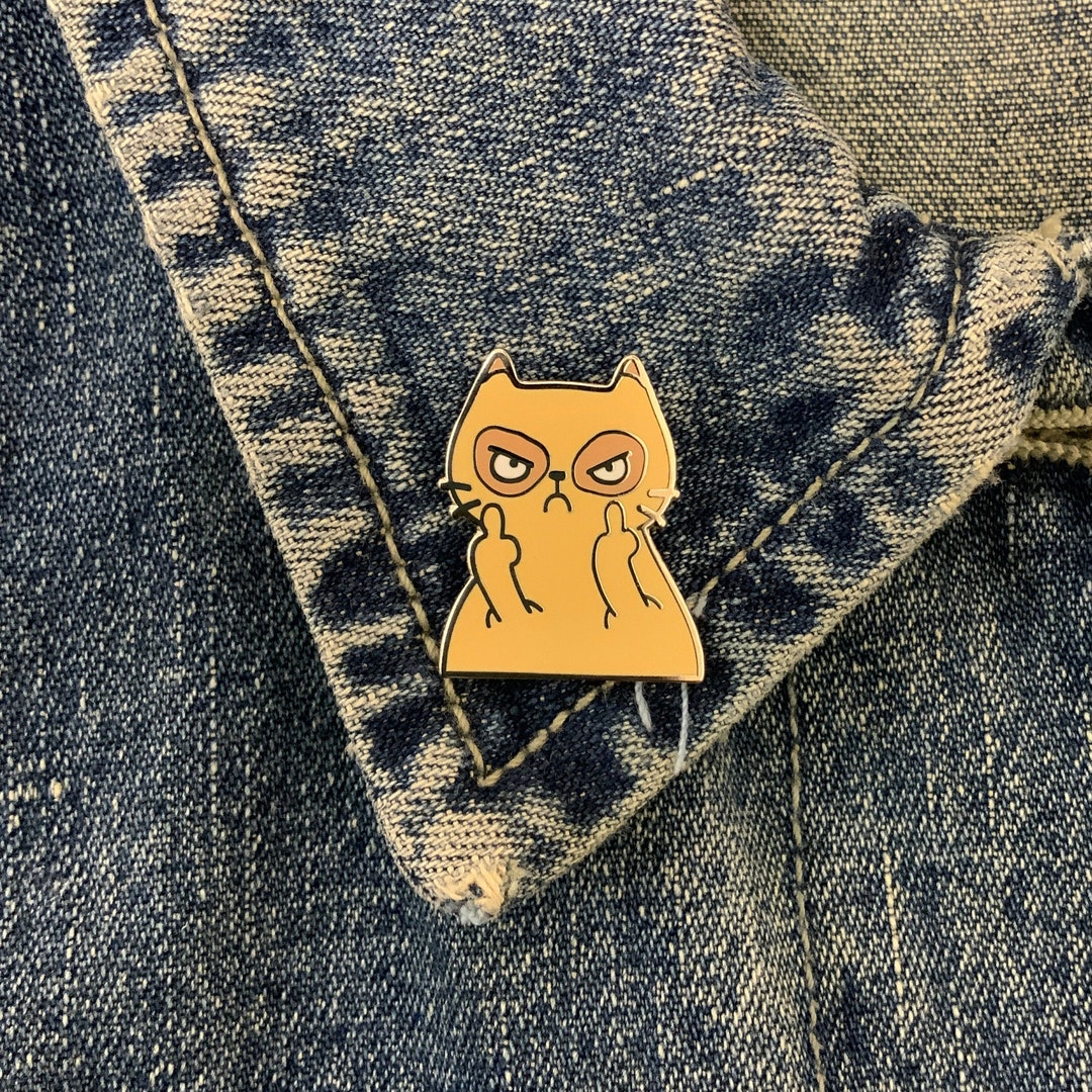 Mother Fluffer Angry Cat Enamel Metal Pin Badge 0033 Etsy