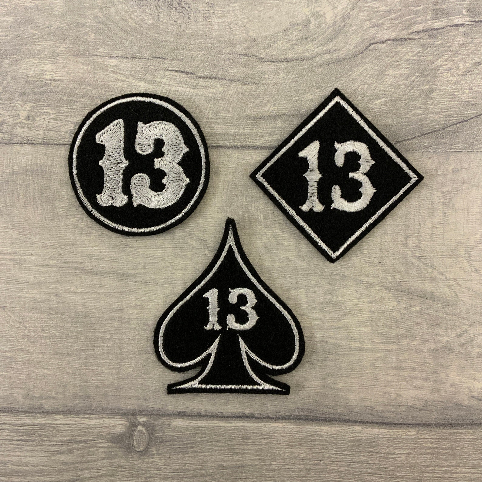 Luck No. 13 Embroidered Felt Patch Circle Diamond or Ace - Etsy