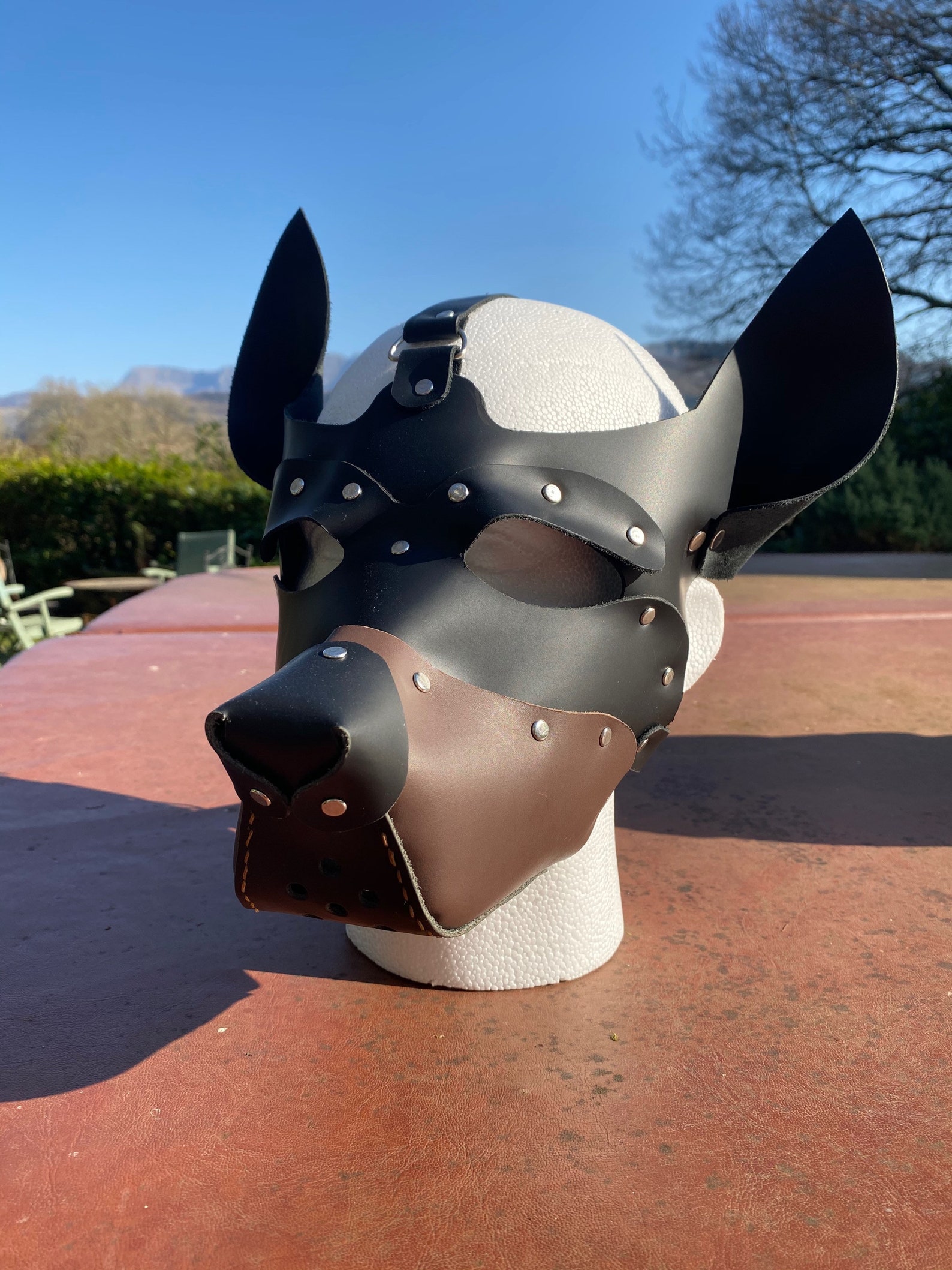 Leather dog mask Face mask Puppy Mask Pet Play Pup Hood | Etsy