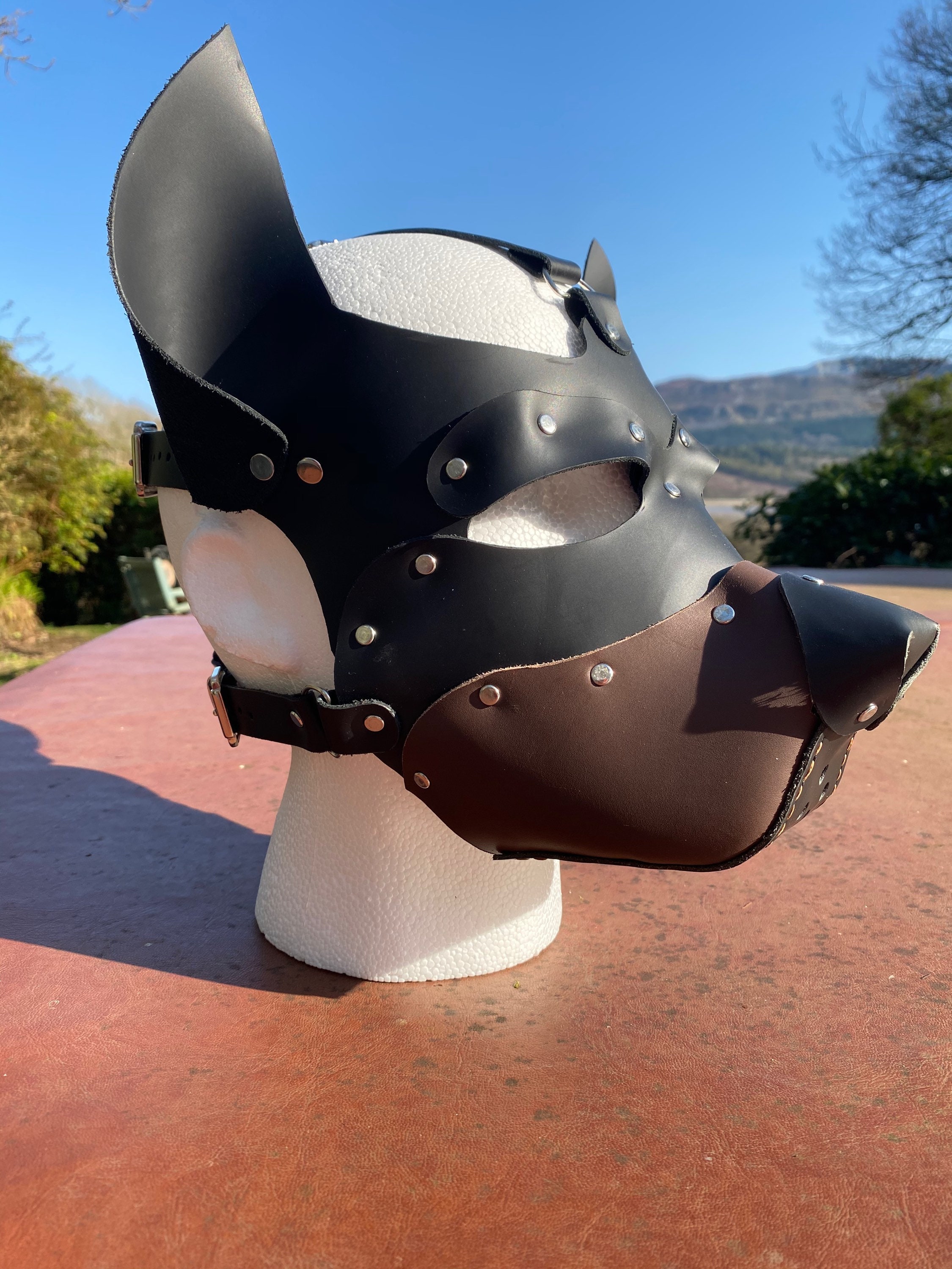 Leather Dog Mask Face Mask Puppy Mask Pet Play Pup Hood - Etsy