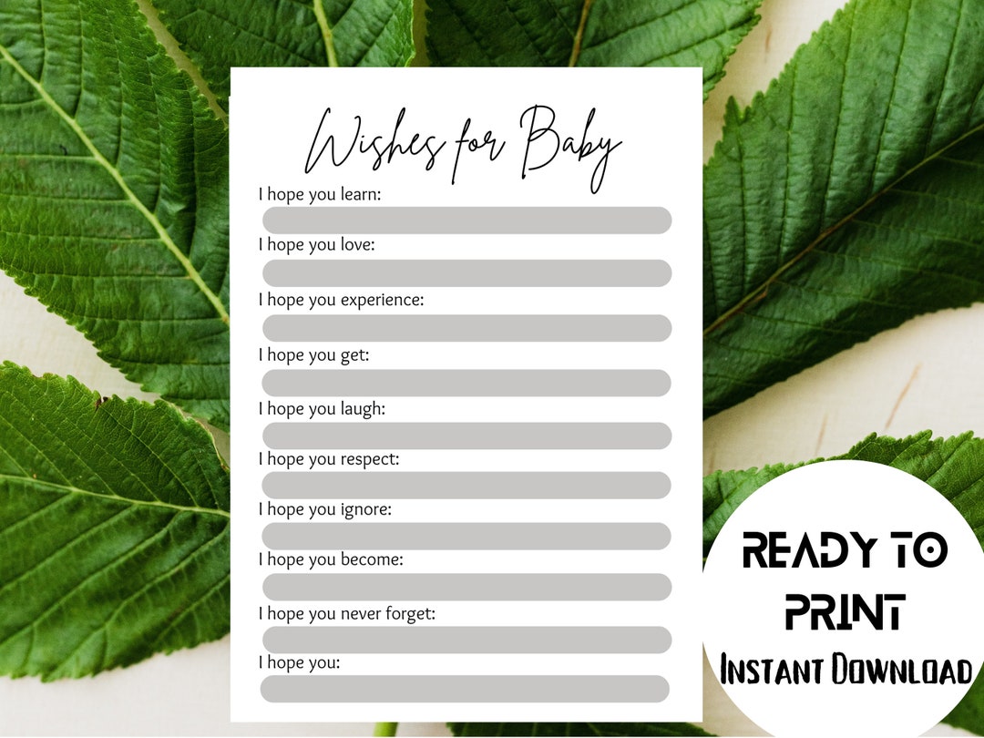 Wishes for Baby Digital Printable Baby Shower Game Modern Design - Etsy