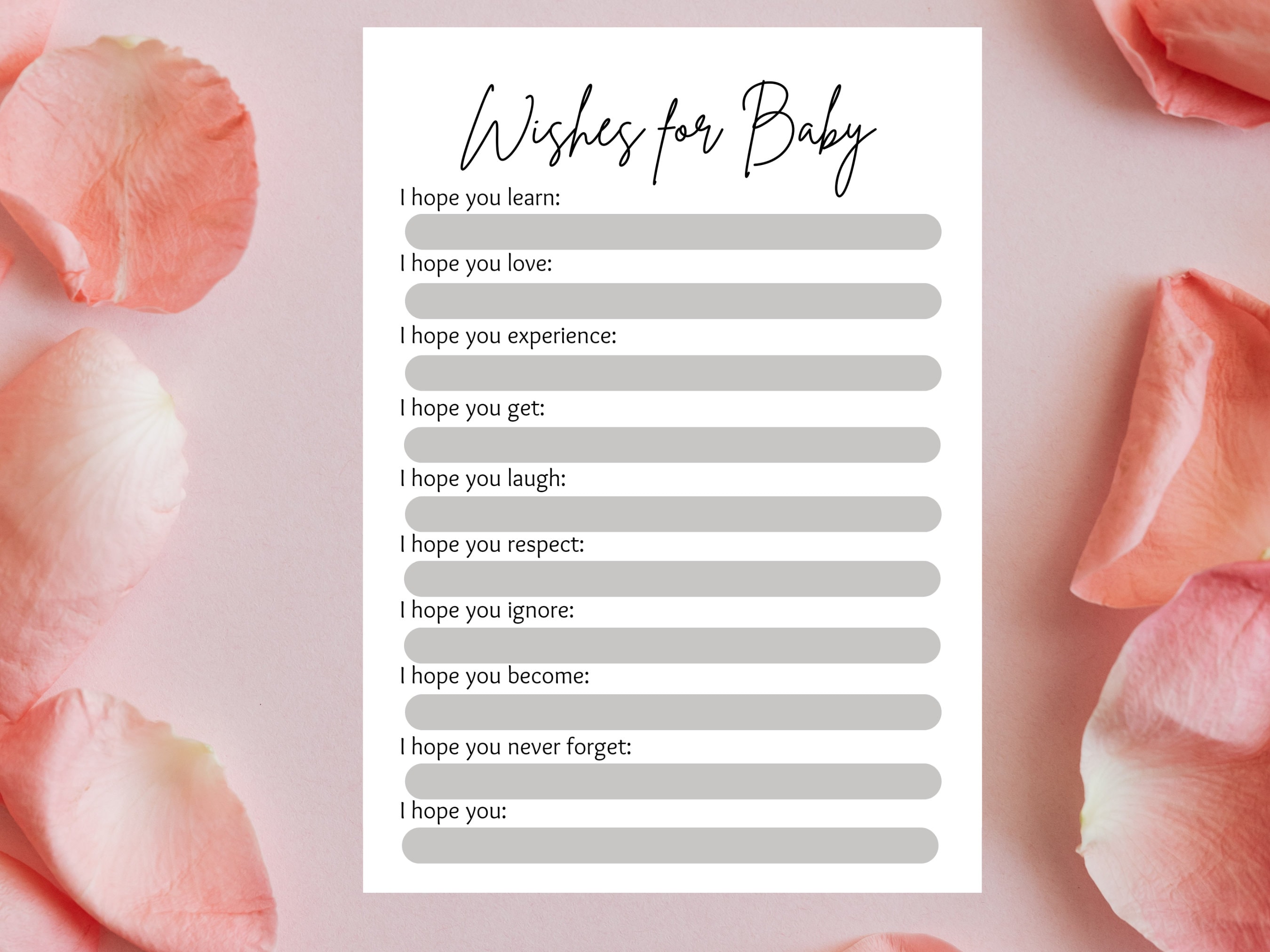 Wishes for Baby Digital Printable Baby Shower Game Modern Design - Etsy