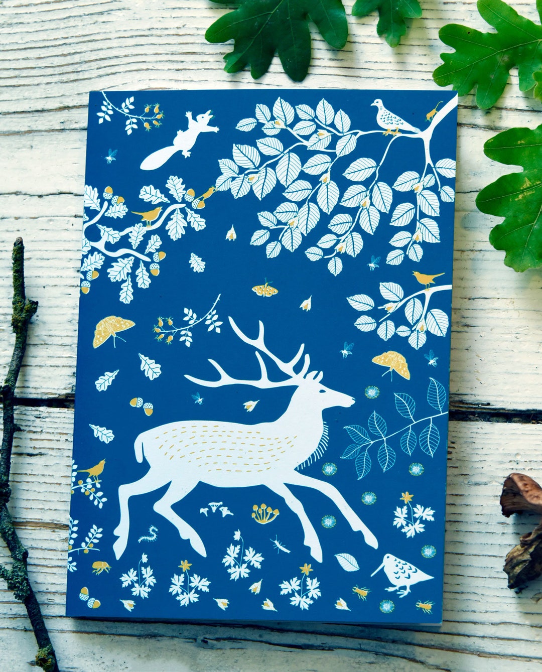 Woodland A5 Notebook in Blue and Yellow, Recycled Materials - Etsy