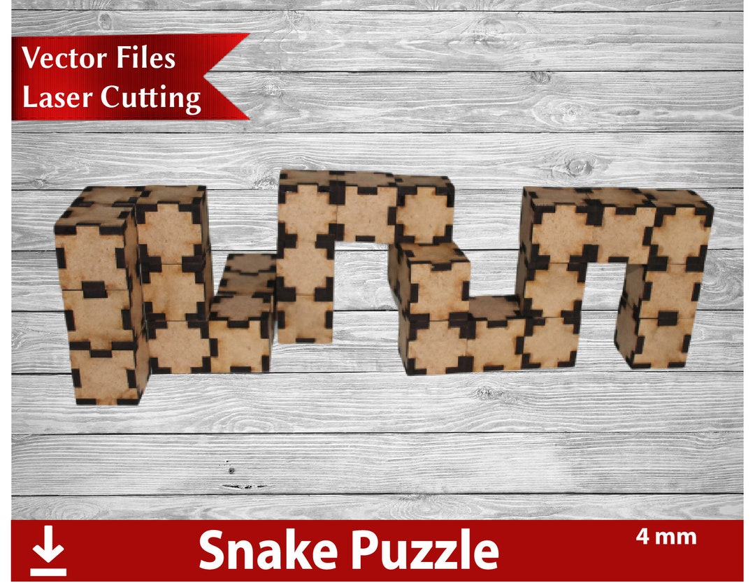 Snake Puzzle Cube, Snake Toy, 4mm Vector DFX SVG File for Laser Cutting ...