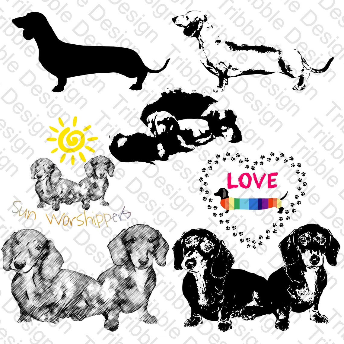 Dachshund Bundle SVG, Dachshunds Svg, Cut Files, Vinyl, Decal, Clipart ...