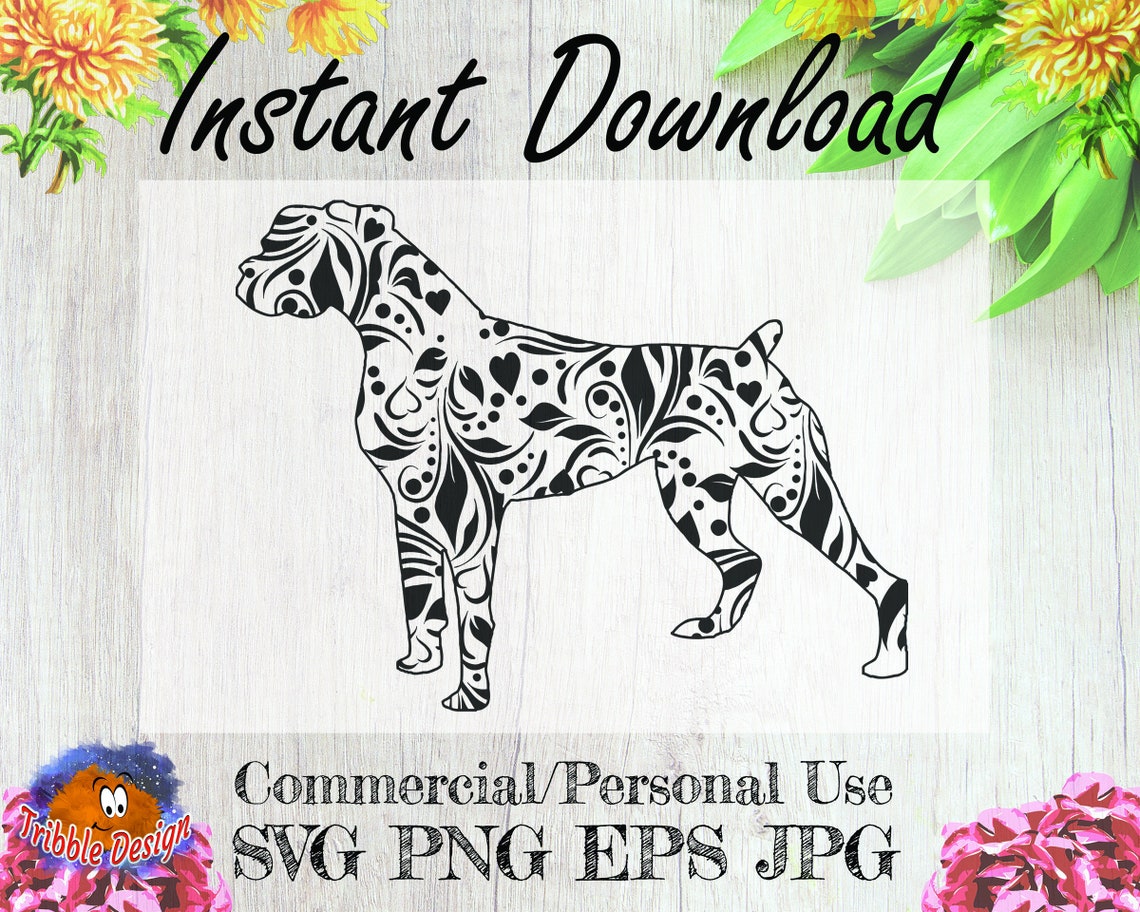 Mandala Boxer Svg, Doodle Boxer, Boxer Mandala, Boxer Dog Svg, Heat ...