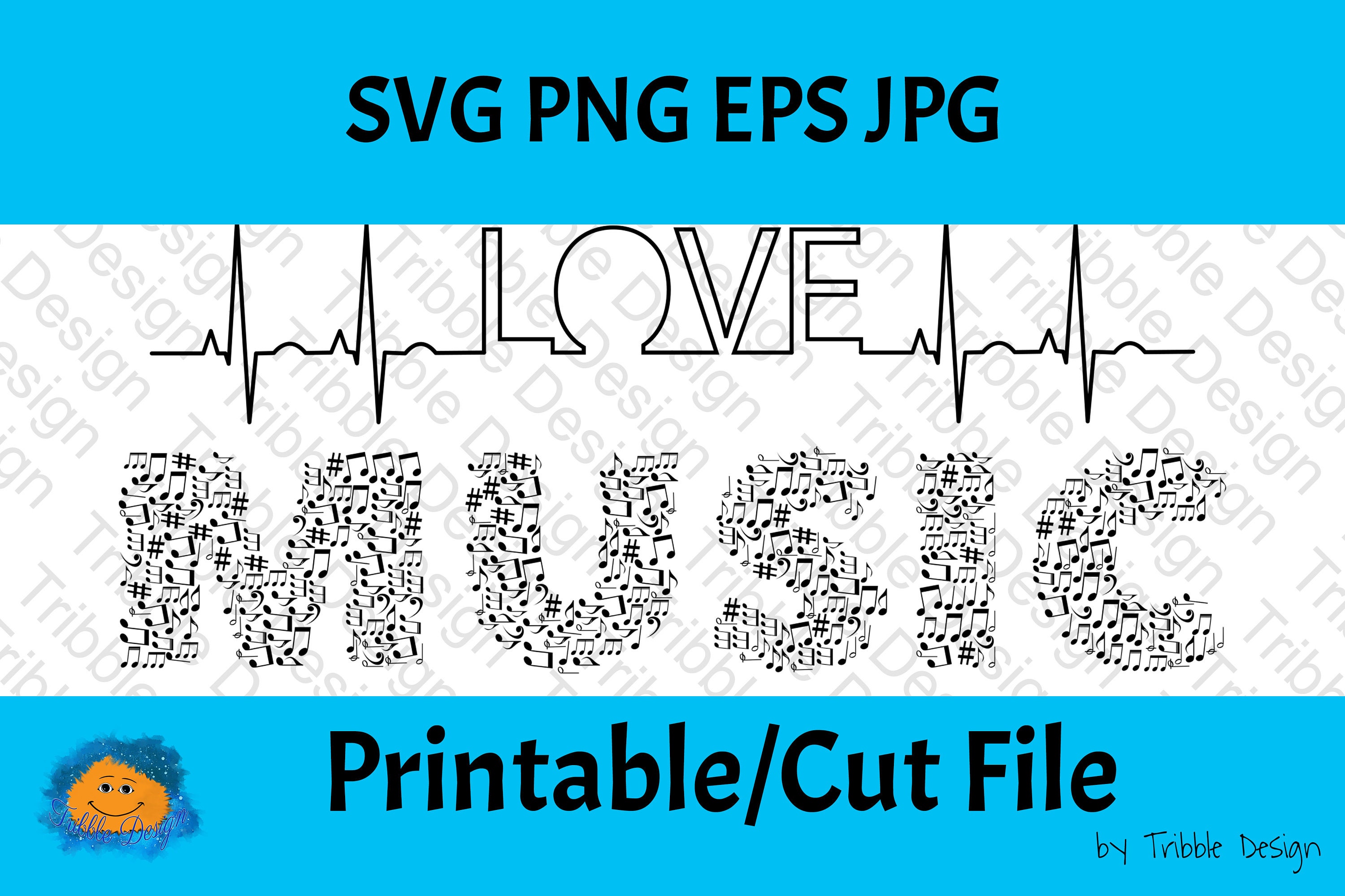Love Music Heartbeat SVG, Music Notes, Decal, Vinyl, Cut Files, Clipart ...