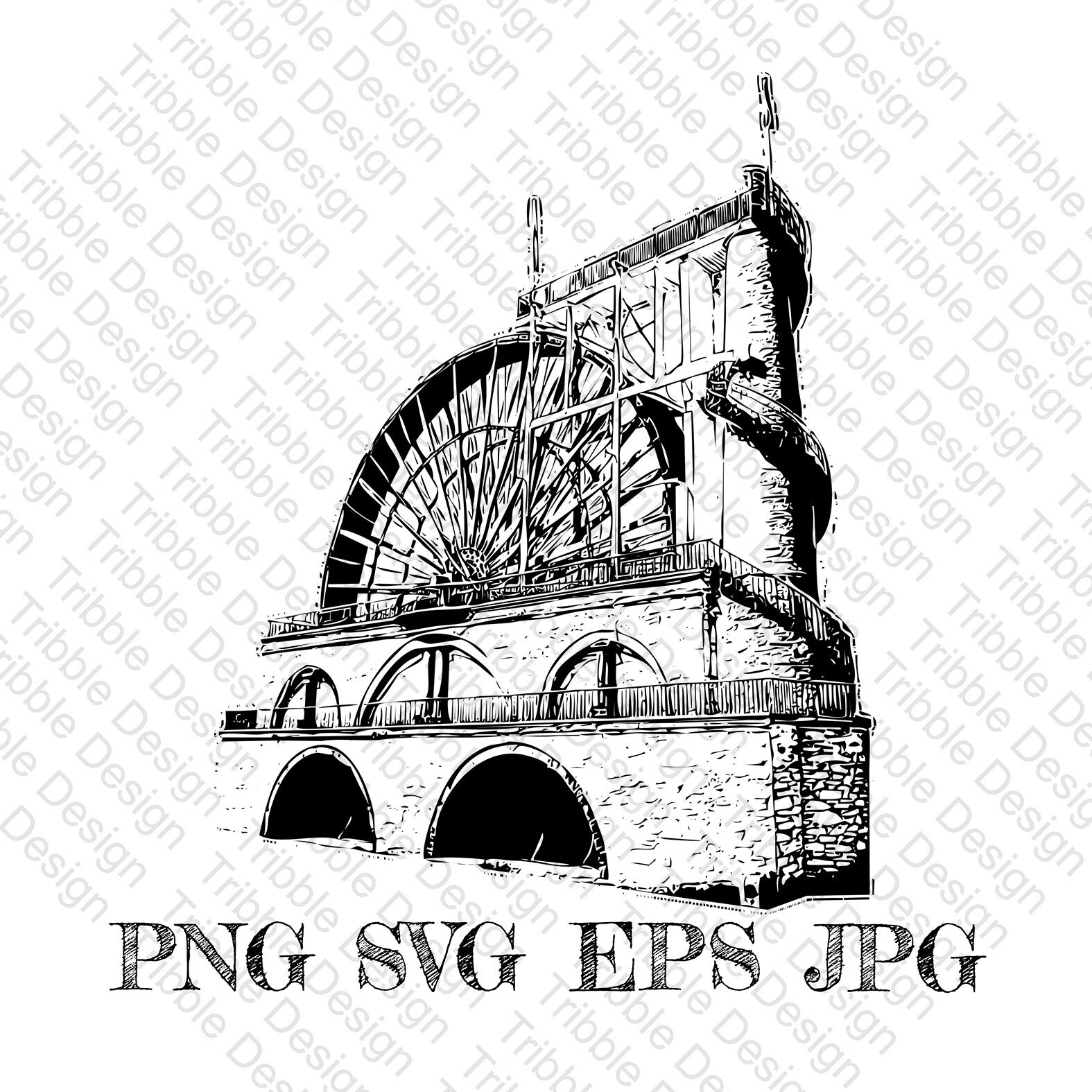 Laxey Water Wheel Isle of Man SVG, Cut Files, Decal, Vinyl, Clipart ...