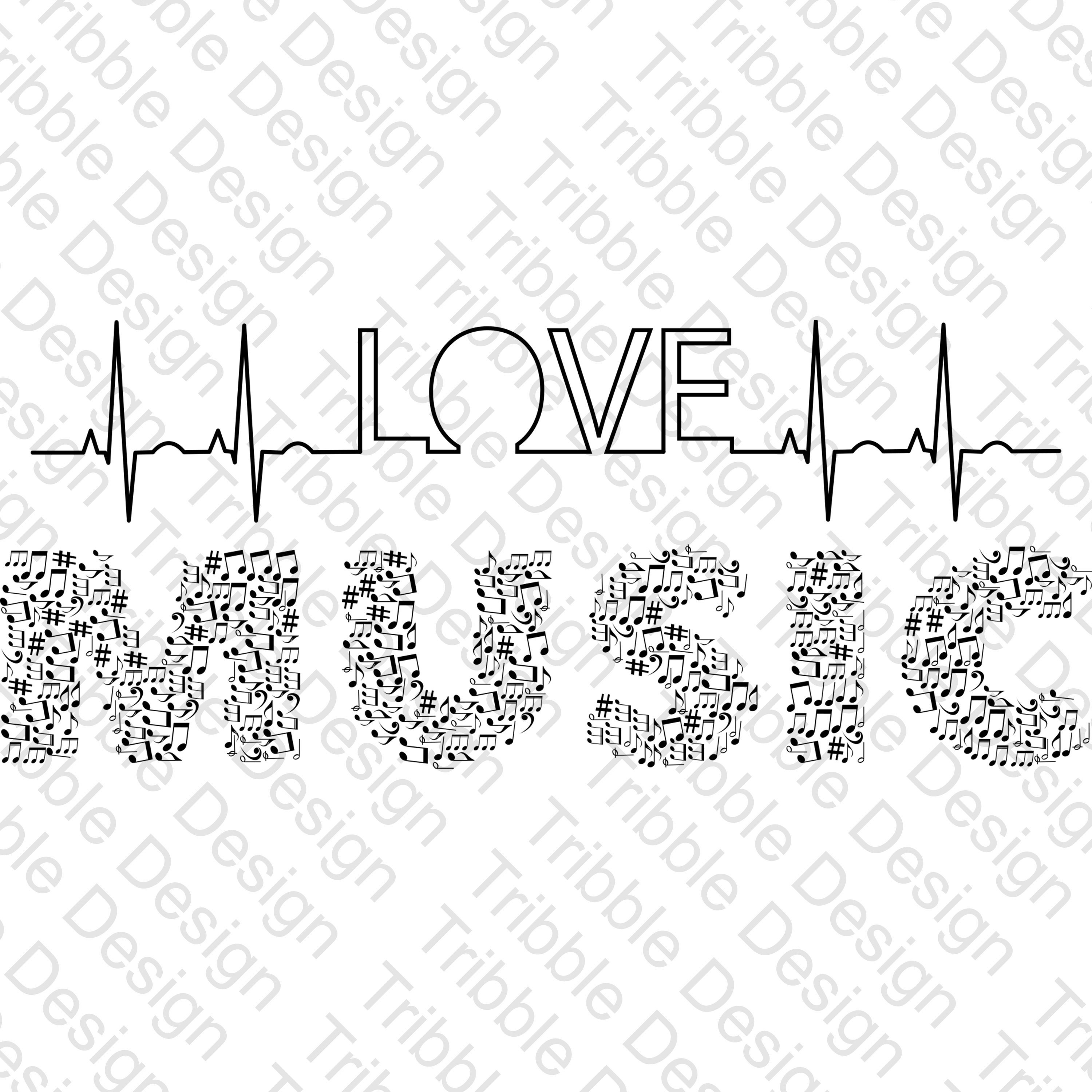 Love Music Heartbeat SVG Music Notes Decal Vinyl Cut - Etsy