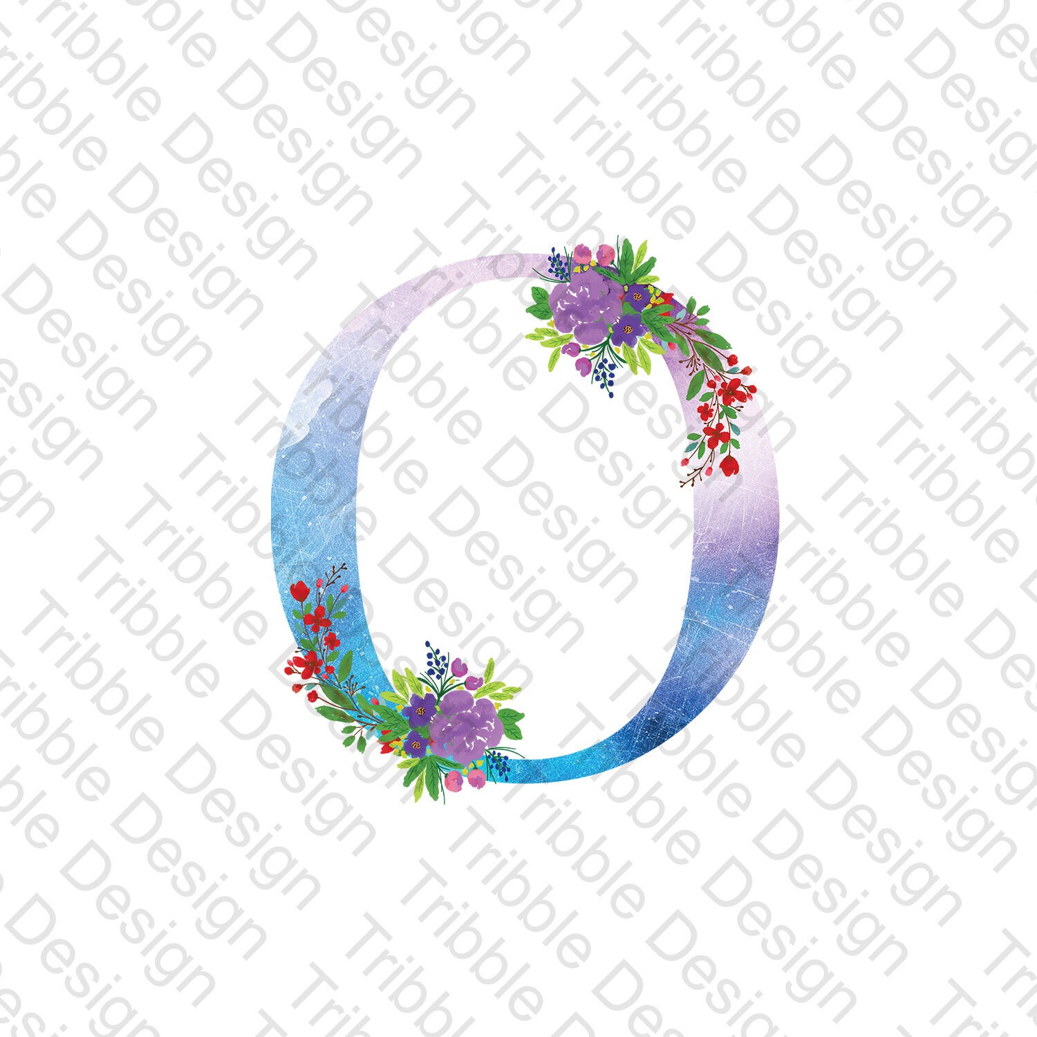 Watercolor Floral Monogram Letter O, Instant Download, Floral ...