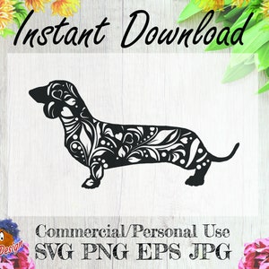 Mandala Dachshund Svg, Dachshunds, Dog Mandala, Heat Transfer, Cut ...