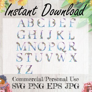 Watercolor Floral Alphabet Numbers, Letters, Wedding, Nursery Decor ...