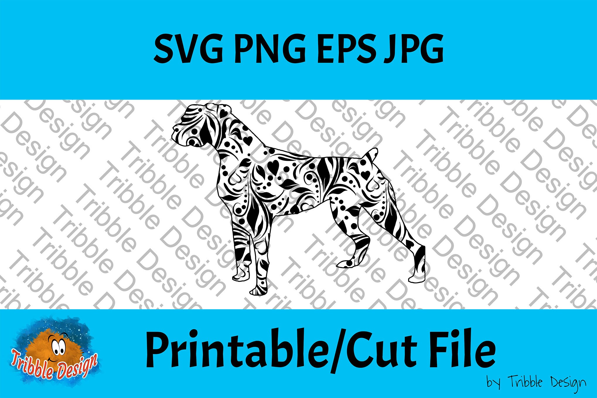 Mandala Boxer Svg, Doodle Boxer, Boxer Mandala, Boxer Dog Svg, Heat ...