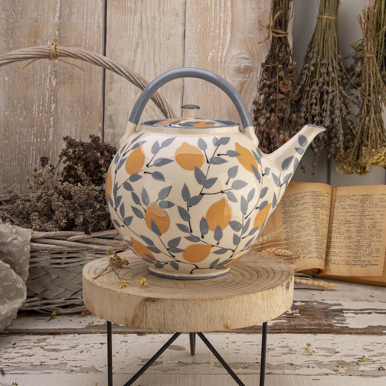 Teapot, Ceramic Teapot, Handmade Teapot, Pottery Teapot, Gray and White ...