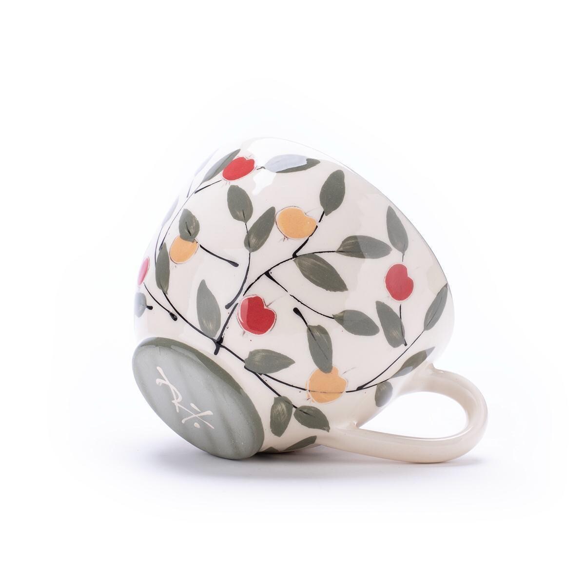 Handmade Apple Mug Set, Green and White Couple Mugs, Unique Hand ...