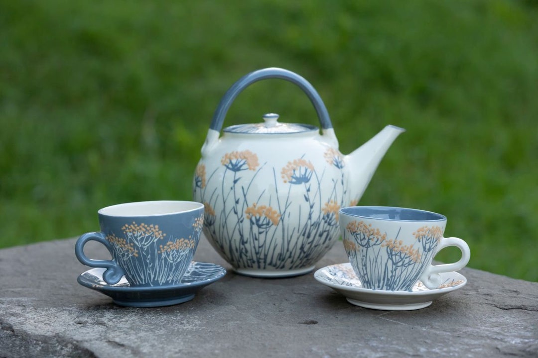 Teapot, Ceramic Teapot, Handmade Teapot, Pottery Teapot, Gray and White ...