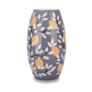 Lemon Vase, Ceramic Vase, Handmade Vase, Pottery Vase, Pink and White ...