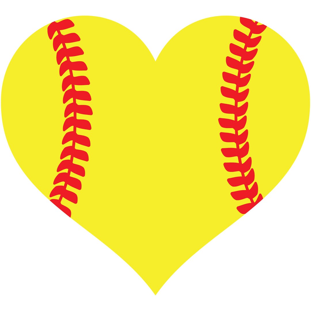 Heart Shaped Softball Ball Vinyl Decal Car Window Bumper Sticker Select ...