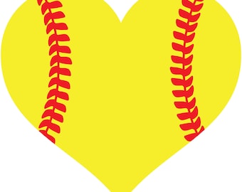 Heart Shaped Softball Ball Vinyl Decal Car Window Bumper - Etsy