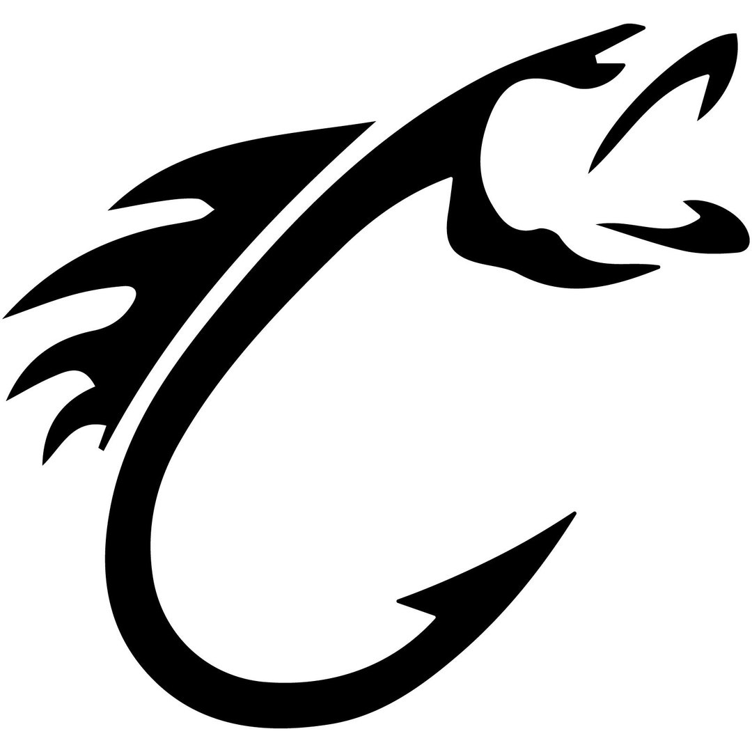 Fish Shaped Barbed Fishing Hook Vinyl Decal Car Window Bumper Sticker ...