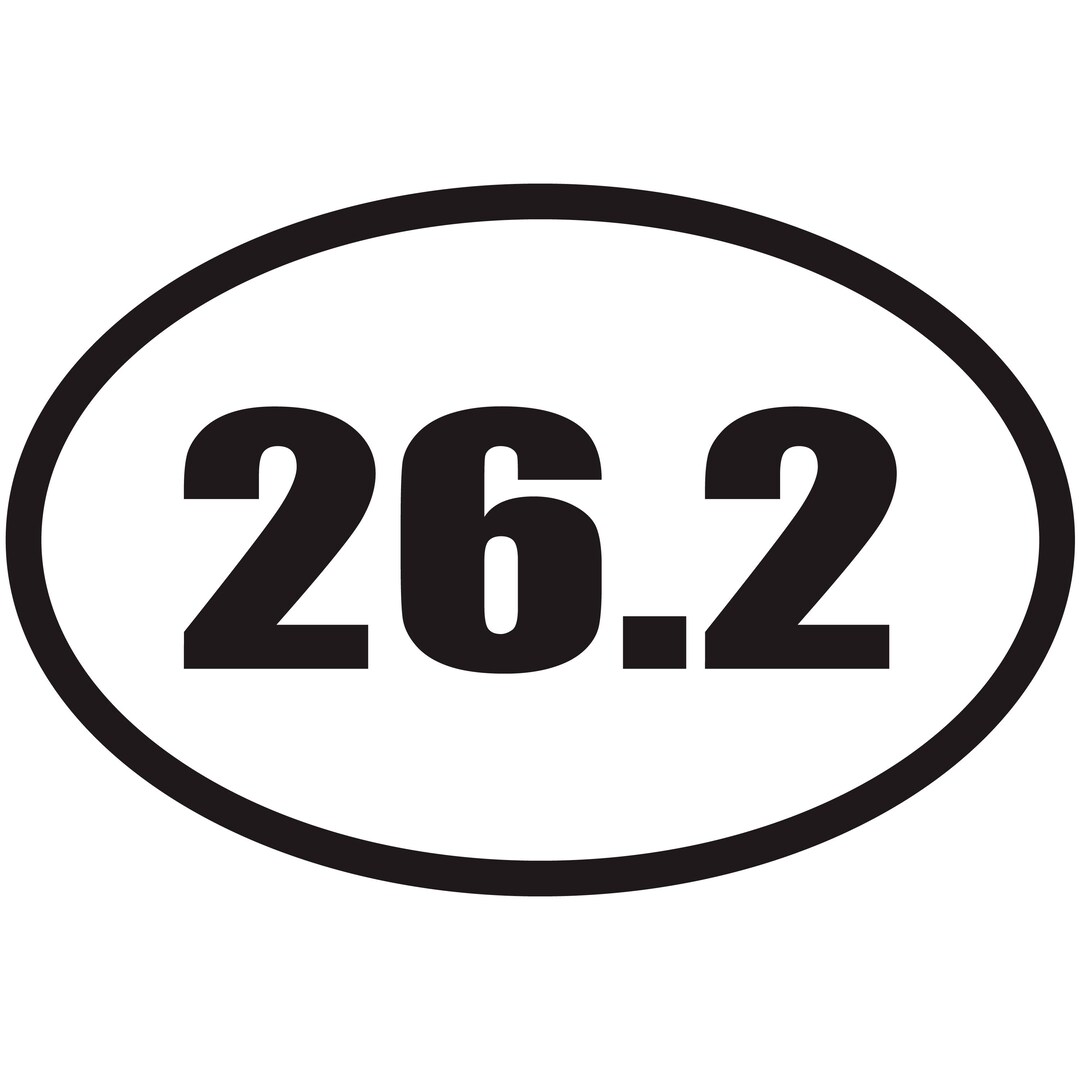 26.2 Miles Full Marathon Euro Oval Running Vinyl Decal Car Window ...