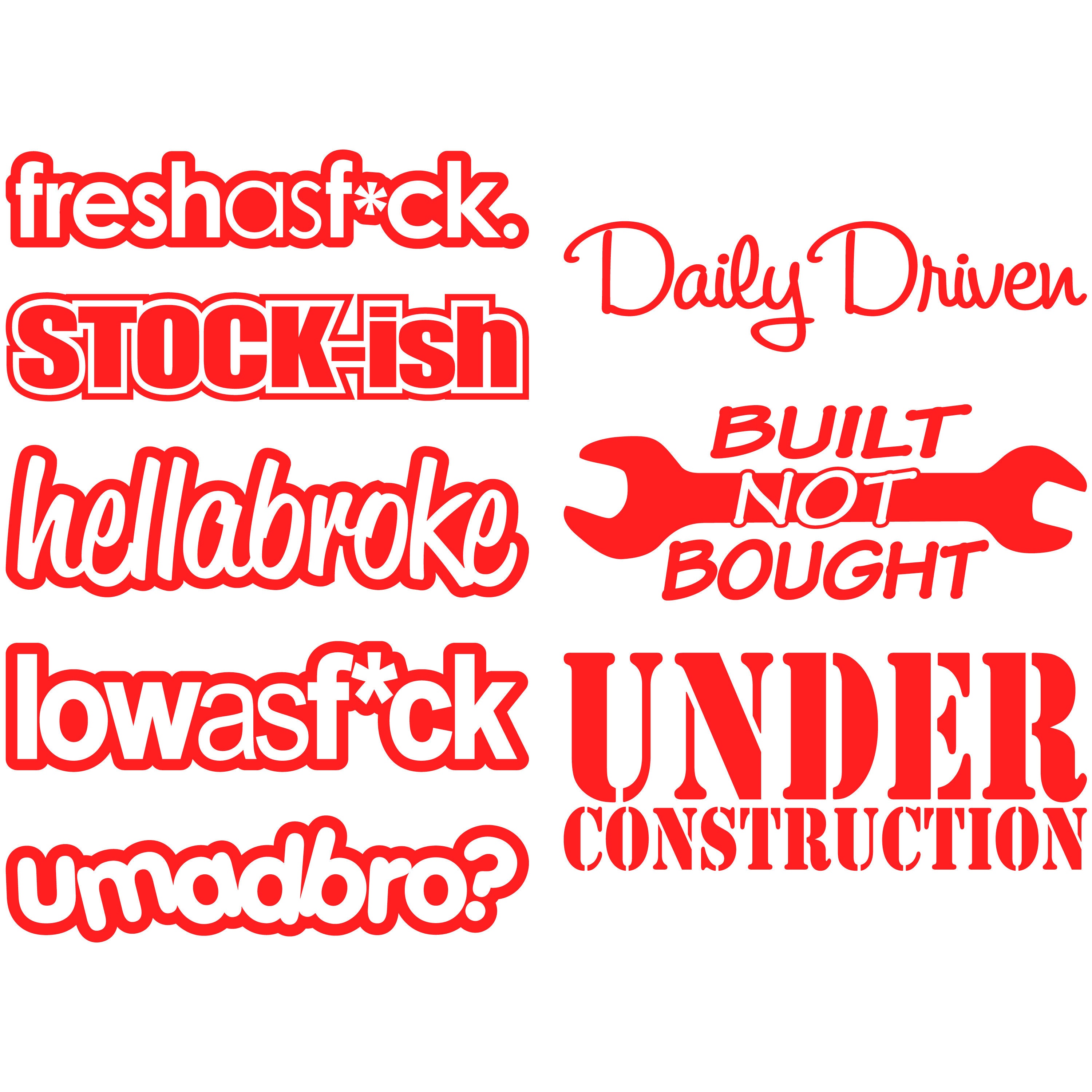 JDM Vinyl Decals Stickers 8 Pack Illest Fatlace Fresh Hella - Etsy