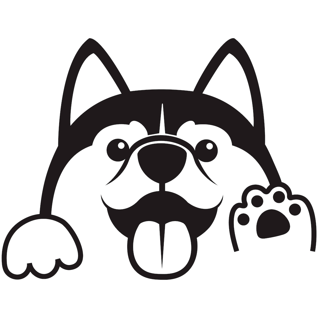 Husky Peeking Vinyl Decal Car Window Bumper Sticker Funny Cute Huskies ...