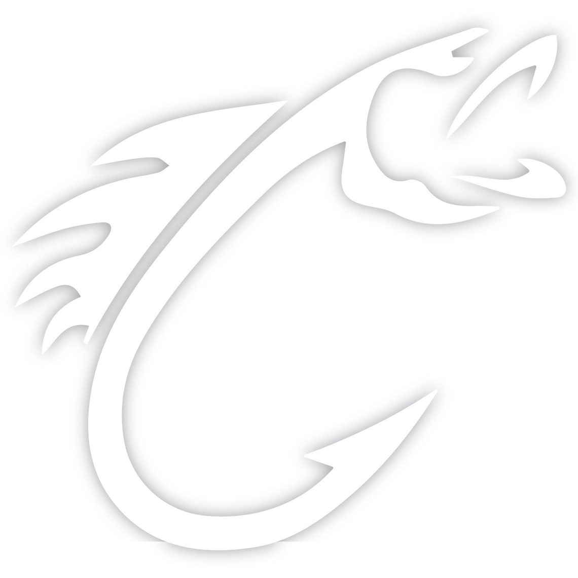 Fish Shaped Barbed Fishing Hook Vinyl Decal Car Window Bumper Sticker ...