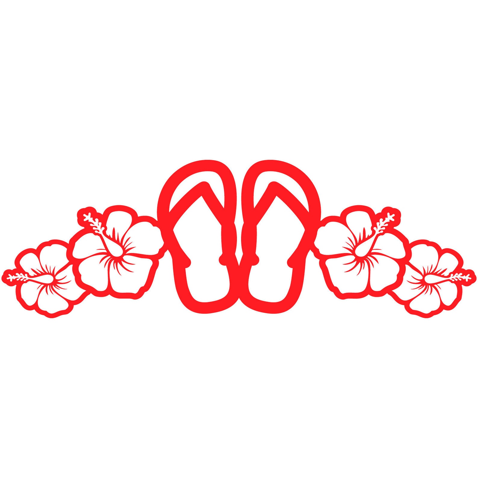 Flip Flop Hibiscus Flower Vinyl Decal Car Window Bumper Sticker Sandals ...