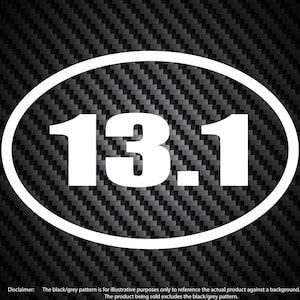 13.1 Miles Half Marathon Euro Oval Running Vinyl Decal Car Window ...