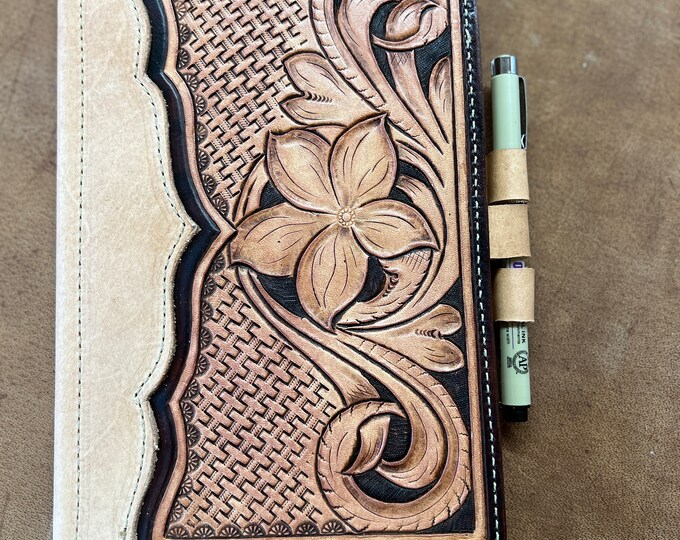 Hand Carved Leather Notebook Padfolio / Custom Leather Notebook - Etsy