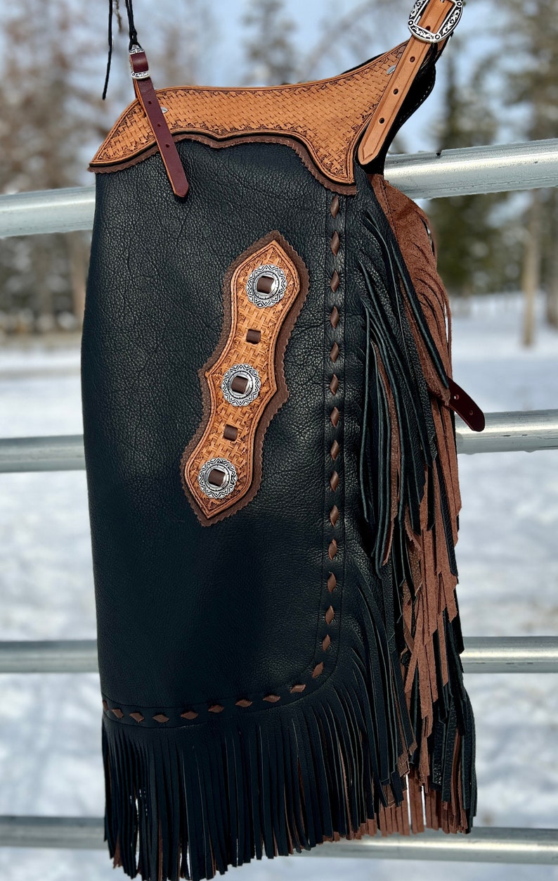 Womens Leather Western Chinks Chaps Charmitas Black Leather - Etsy