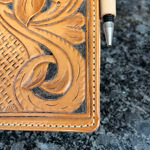 Hand Carved Leather Notebook Padfolio / Custom Leather Notebook - Etsy