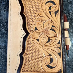 Hand Carved Leather Notebook Padfolio / Custom Leather Notebook - Etsy