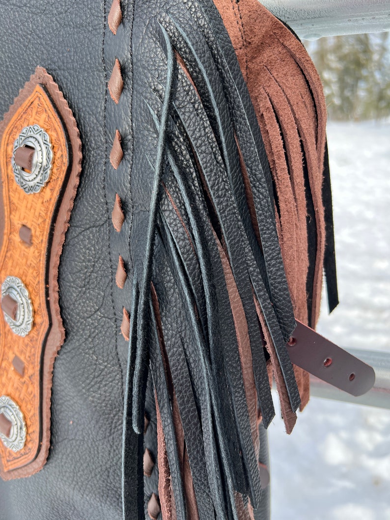 Womens Leather Western Chinks Chaps Charmitas Black Leather - Etsy