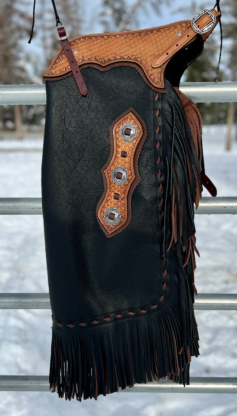 Womens Leather Western Chinks Chaps Charmitas Black Leather - Etsy