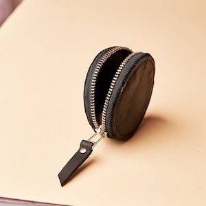 Personalized Leather Round Coin Purse, Handmade Round Coin Wallet ...